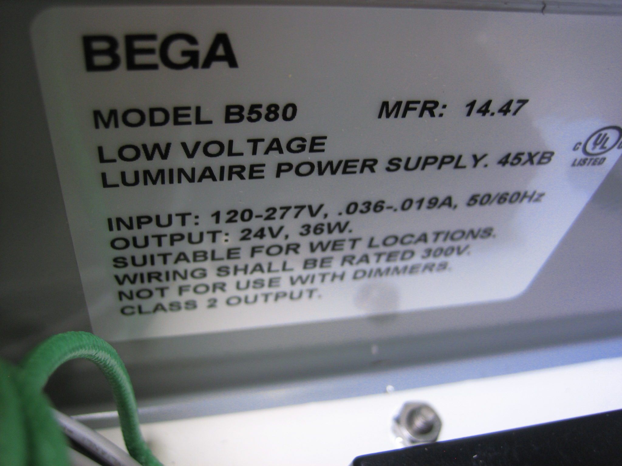 Bega Model: B580 - Low Volt Luminaire Power Supply 120-277v to 24V ...