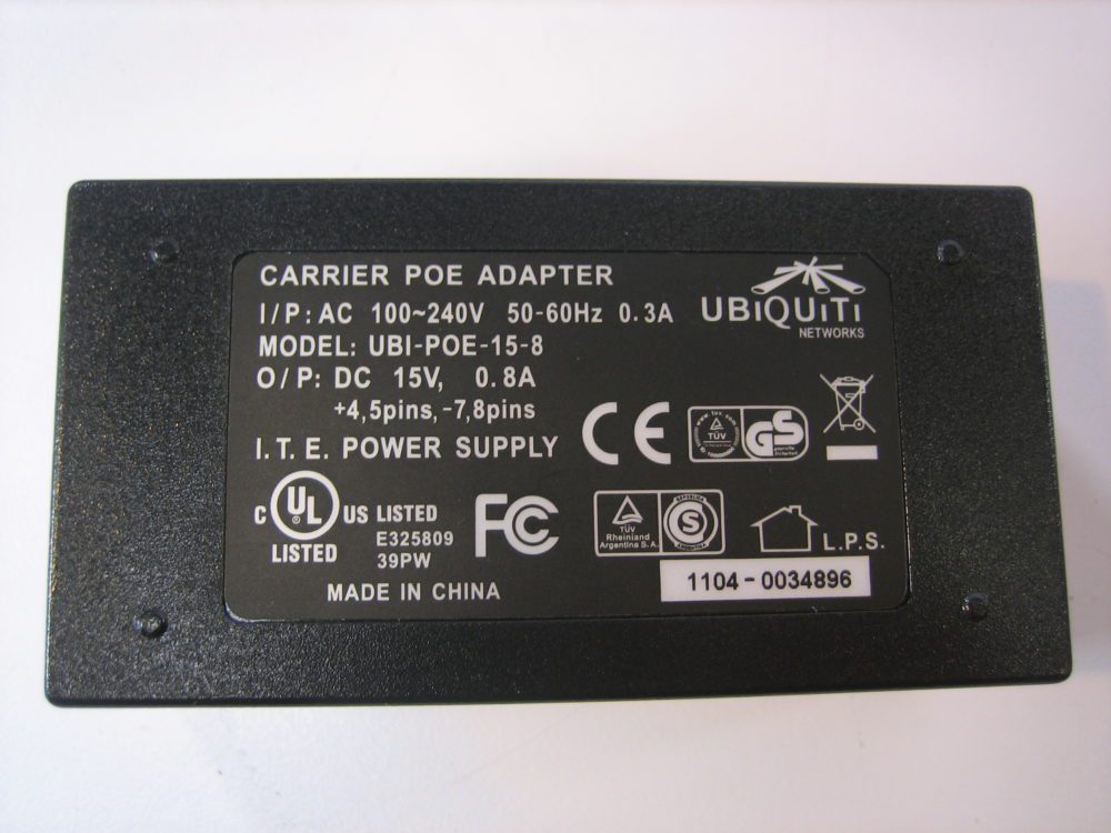 Ubiquiti Networks Carrier PoE Adapter Model: UBI-POE-15-8 / New Open ...