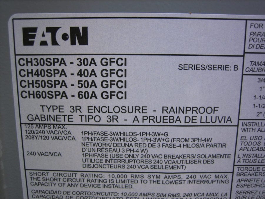 Eaton CH60SPA Spa Electrical Breaker Panel, 60A -New Open Box - Max ...