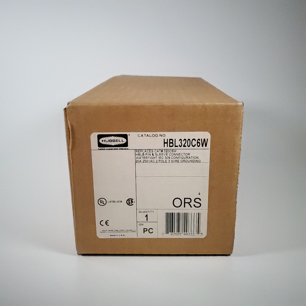 Hubbell HBL320C6W Watertight IEC 309 Pin & Sleeve Connector *NEW IN BOX* - Max Marine Electronics