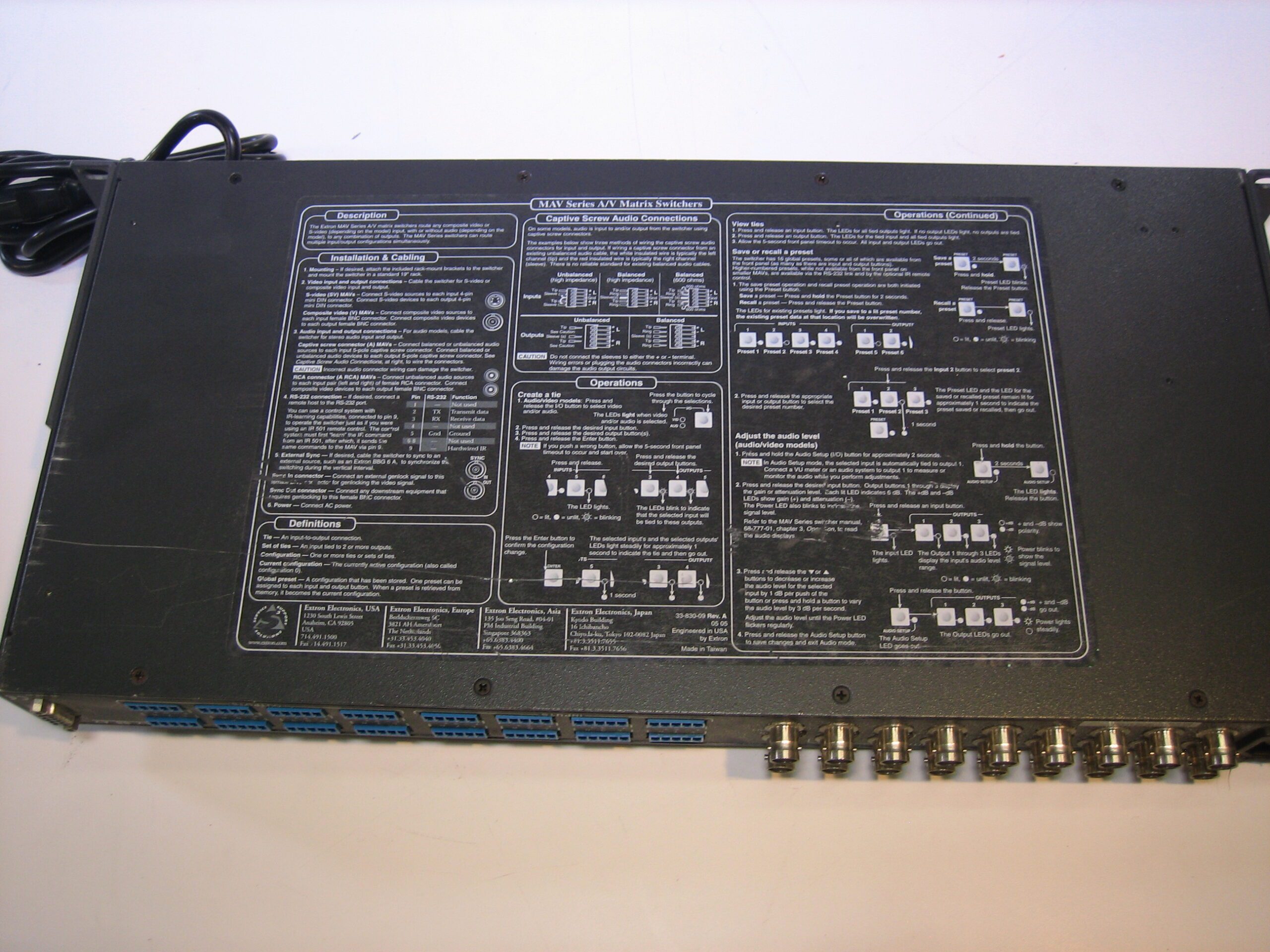 Extron - MAV 88 AV ~ AV Matrix Switcher - Max Marine Electronics