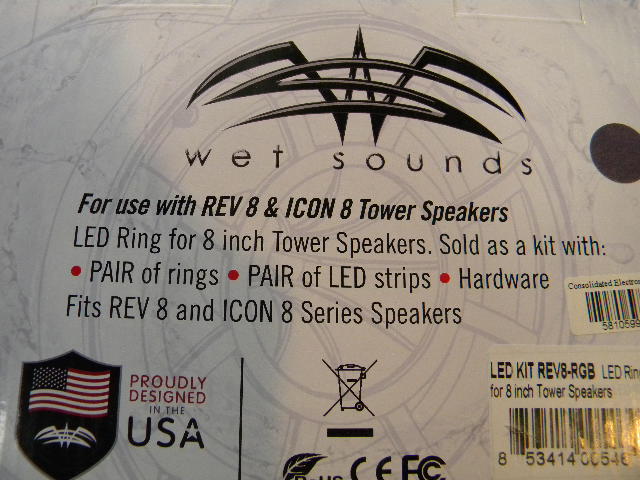 Wet Sounds LED Ring Kit REV8-RGB for 8in Tower Speakers - New in Box ...