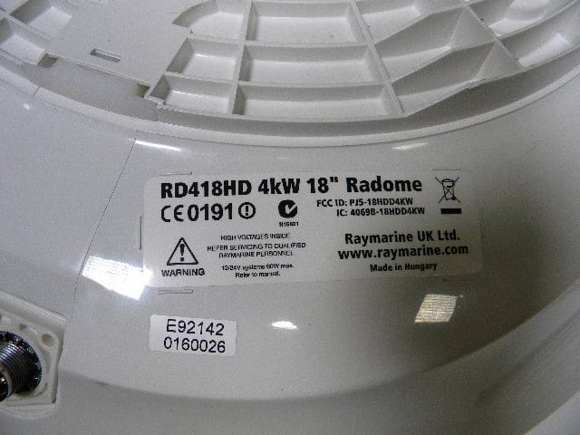 Raymarine 4kw RD418HD Color Radome 18'' w/ 15M Cable - Tested Good ...