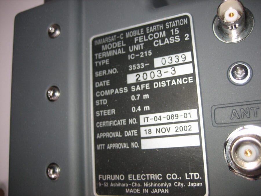 Furuno IC-215 Terminal Unit - Inmarsat-C Mobile Earth Station Felcom 15 ...