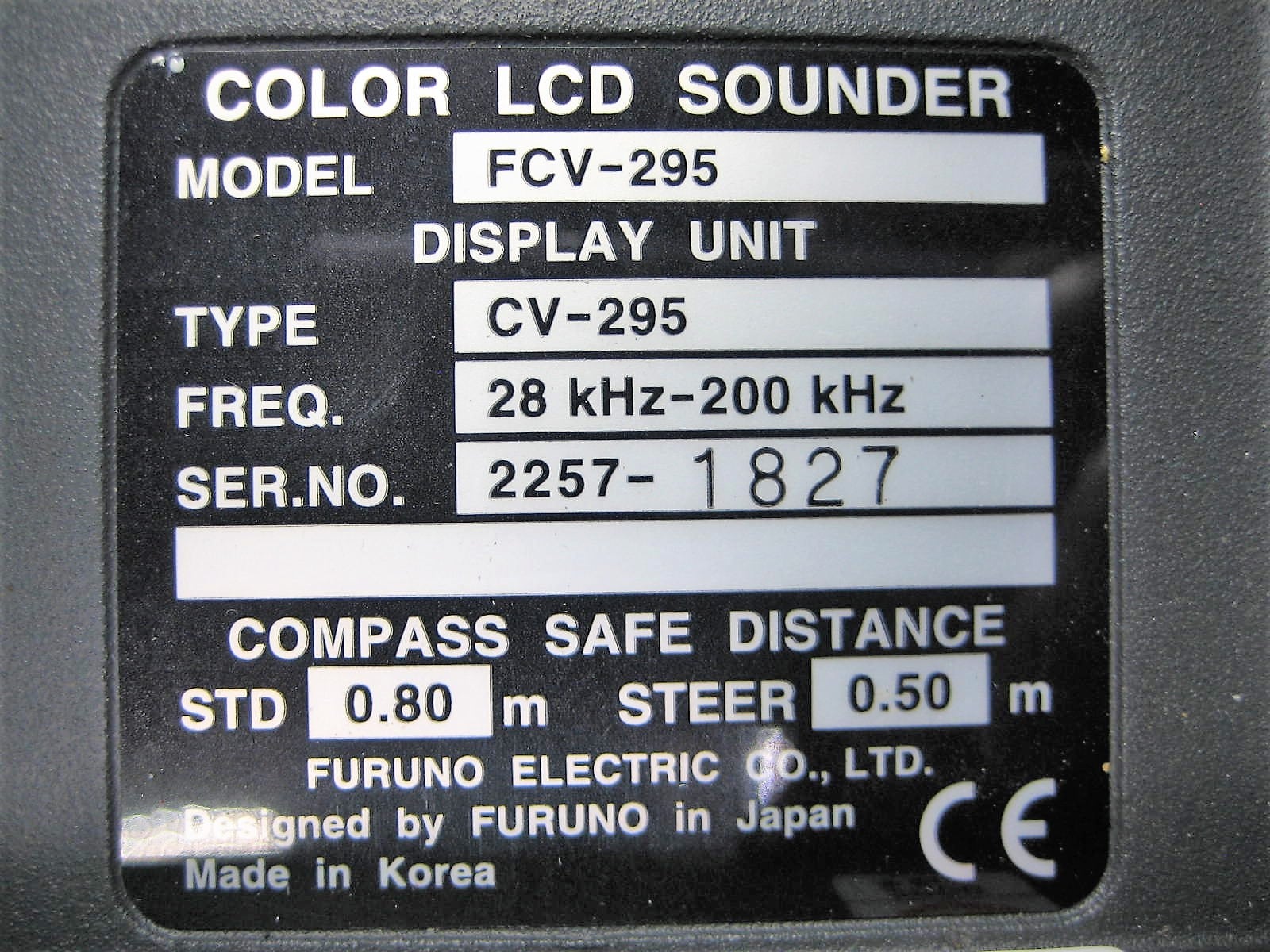 Furuno FCV-295 Color Screen 1,2 or 3 KW Sounder Fishfinder Display ...