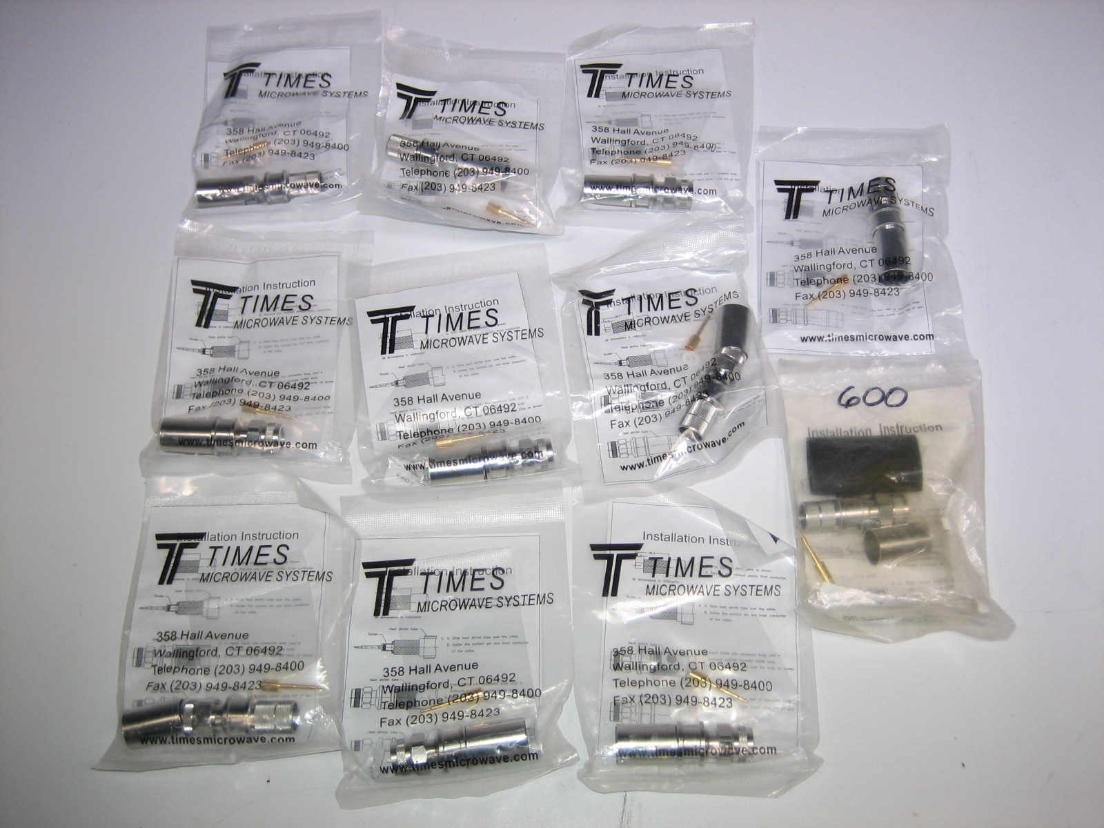 Times Microwave Systems *NEW LOT OF 10 TC-600-TM-X TNC Connectors 3190 ...