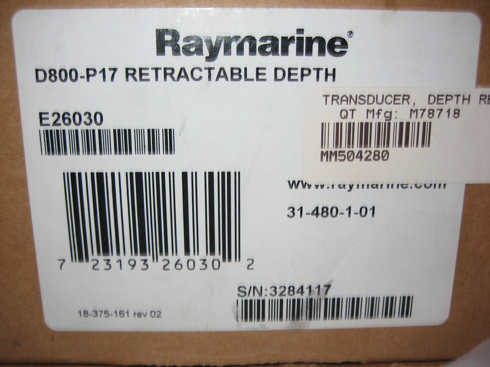Raymarine E26030 NEW Retractable Plastic Depth Transducer f/ ST40 ST60 ...