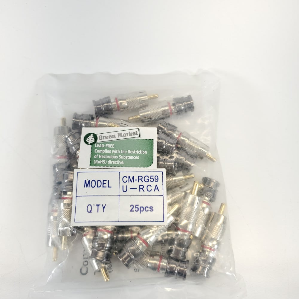 Connect Tec CM-RG59U-RCA - RG59U RCA Gold Tip Male Connectors - PACK OF ...
