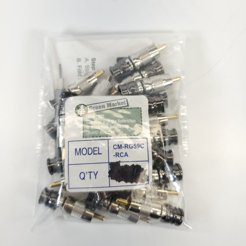 Connect Tec CM-RG59C-RCA - RG59 RCA Gold Tip Male Connectors - LOT OF ...