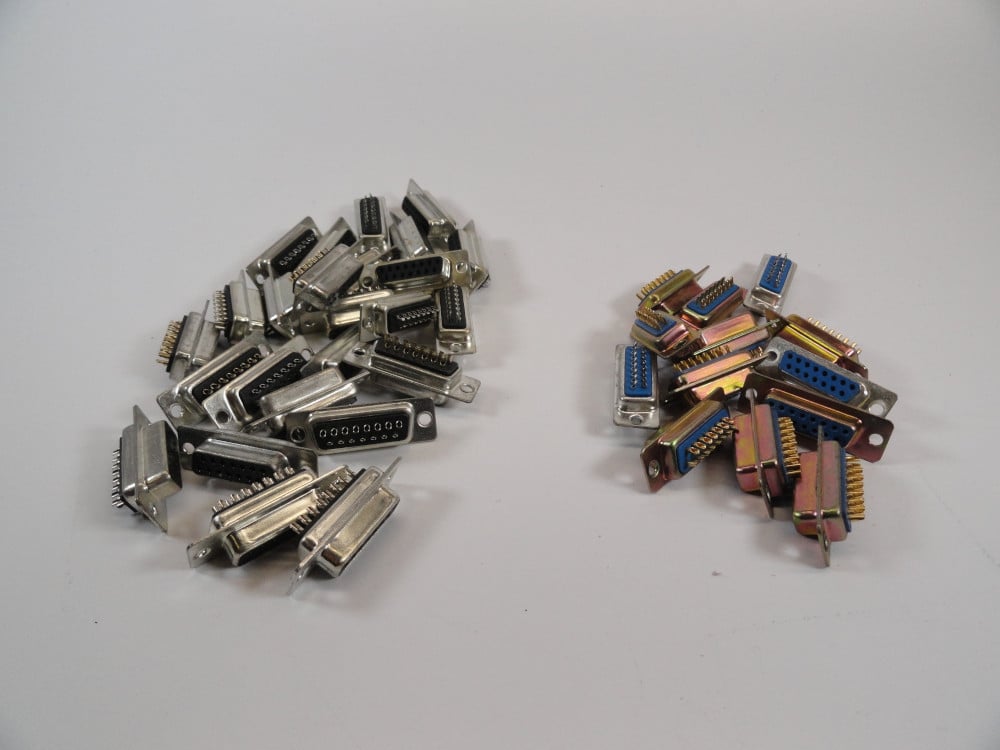 DB15 D-Sub Serial Port 15 Pin Solder Connectors Female LOT OF 13 Blue ...