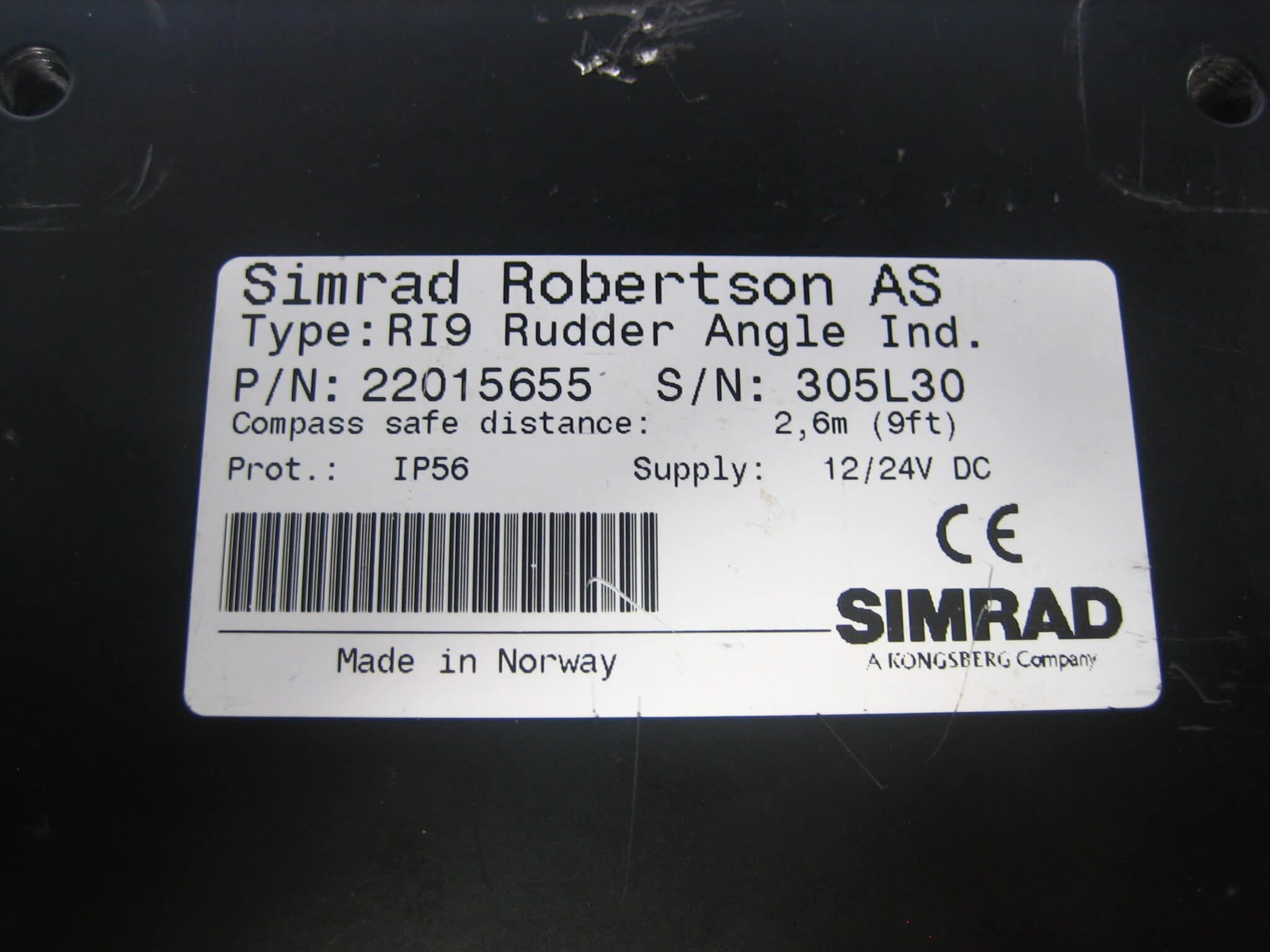 Simrad - Rudder Indicator RI9 F/ RF14XU, RF14XI, RF45/RF45X,RF100,RF140 ...