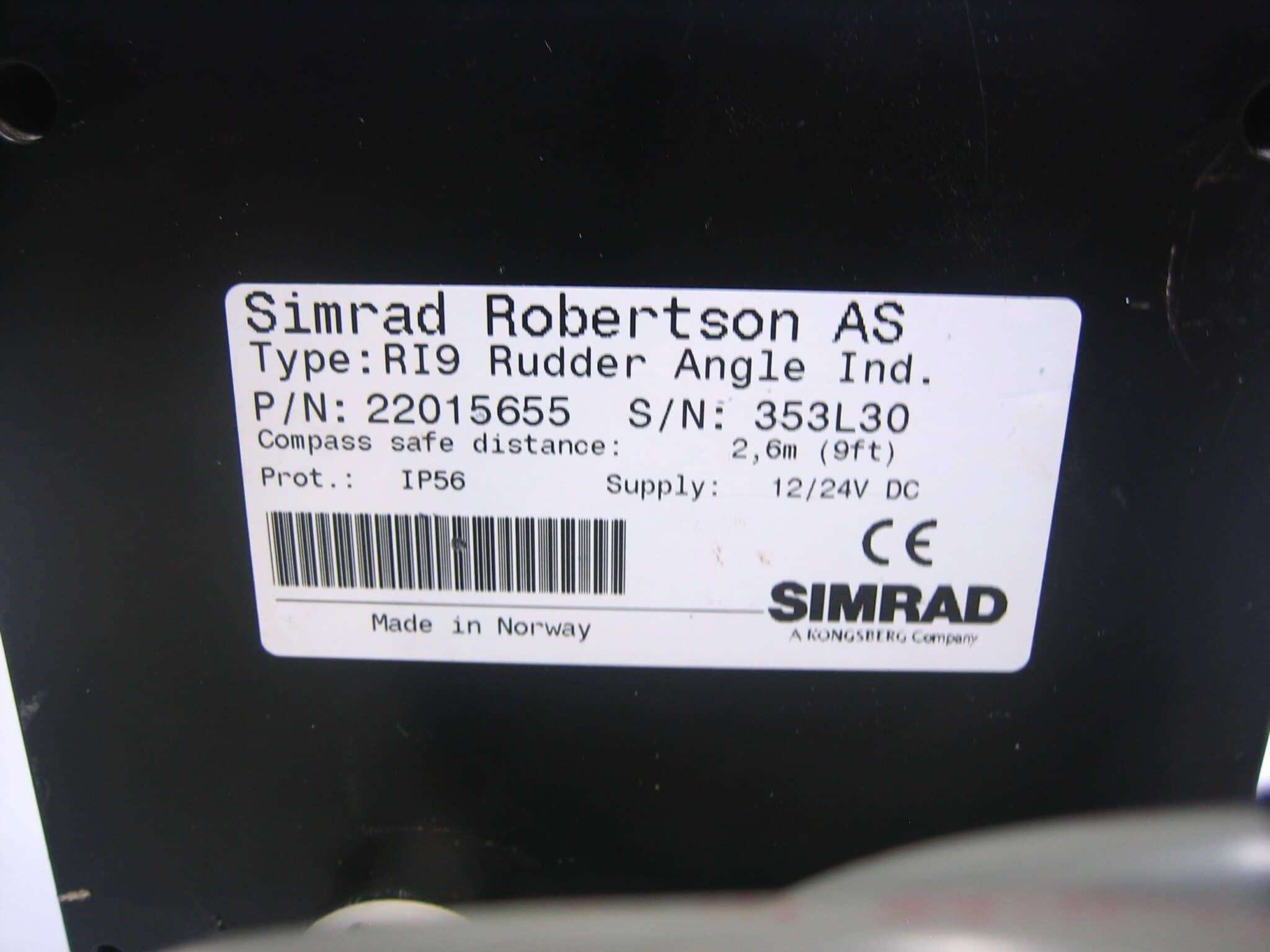 Simrad - Rudder Indicator RI9 F/ RF14XU, RF14XI, RF45/RF45X, RF100 ...
