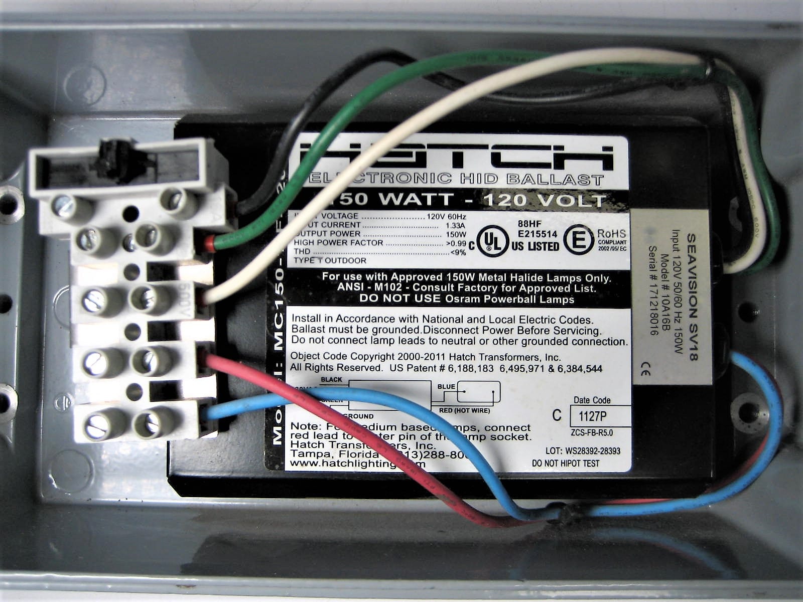 Sea Vision Underwater Lights SV18 (10A16B) Ballast Enclosure - Max ...