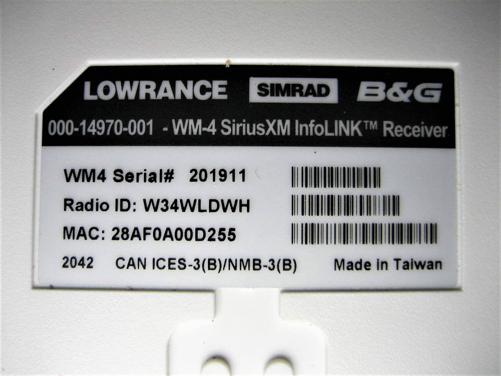 Lowrance BG Simrad WM-4 Sirius XM Satellite Weather Radio Module USED ...