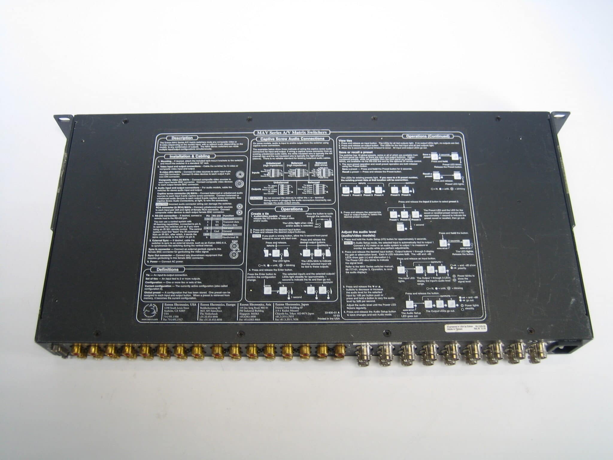 Extron MAV AV RCA Series Matrix Switcher w/ Power Cable - Max Marine ...