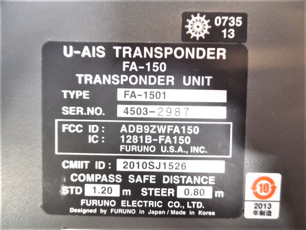 Furuno - FA-150 Class A AIS IMO Approved FA1501 FA1502 GPA-017 - Fully ...