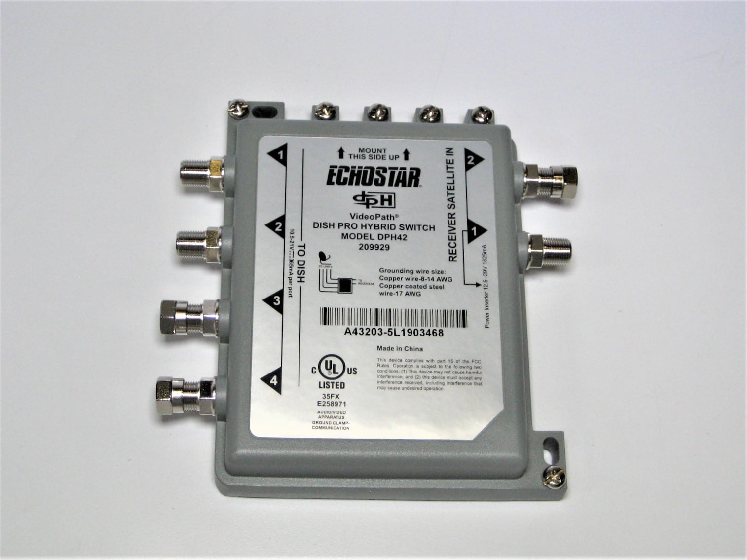 DISH Pro 209925 DPH42 Satellite TV Hybrid 42 Multiswitch w/ Power ...