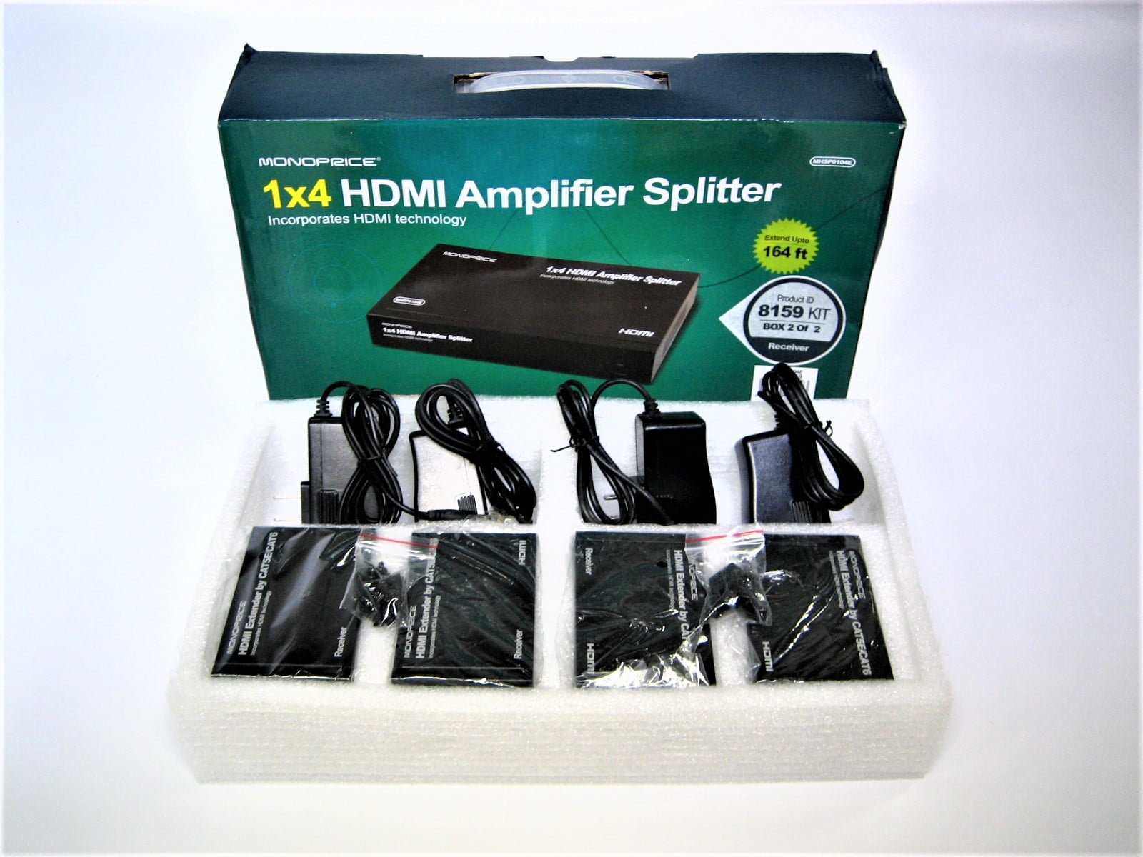 Monoprice 8159 1x4 HDMI Amplifier Splitter Over Cat6 Transmitter ...