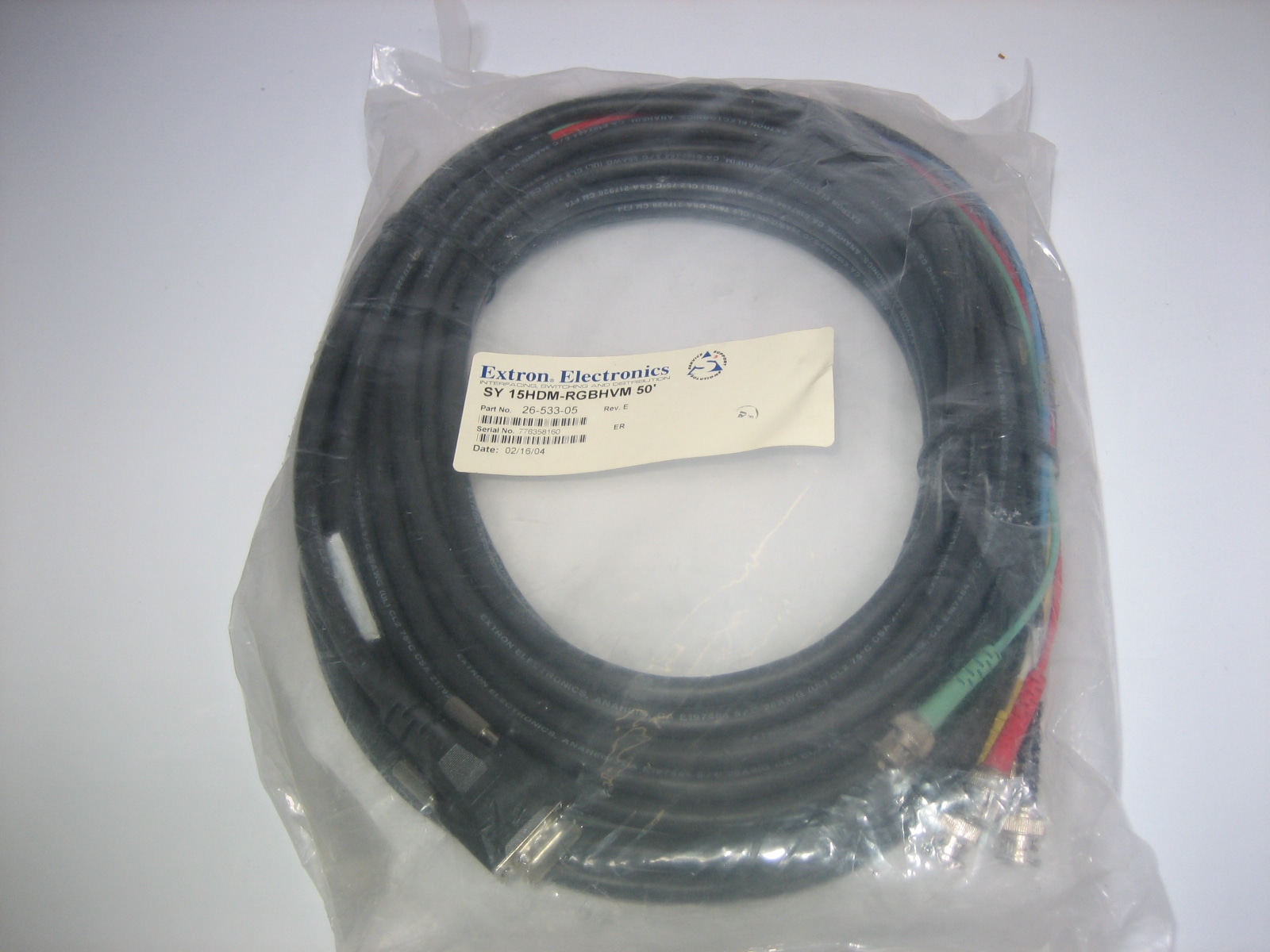 Extron VGA to RGB 50 Foot Cable - 26-533-05 - SY 15HDM-RGBHVM - NEW ...