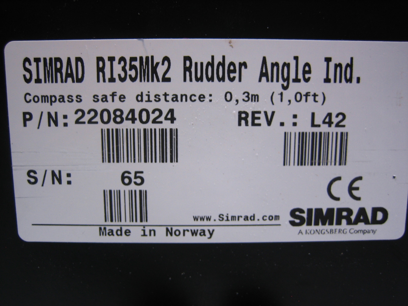 Simrad Robertson - Rudder Indicator RI35 MK2 - Excellent Condition ...