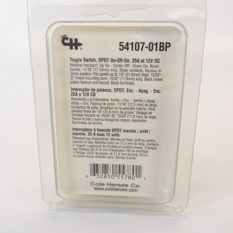 Cole Hersee 54107-01BP On-Off-On Weather-Resistant Toggle Switch 25A ...