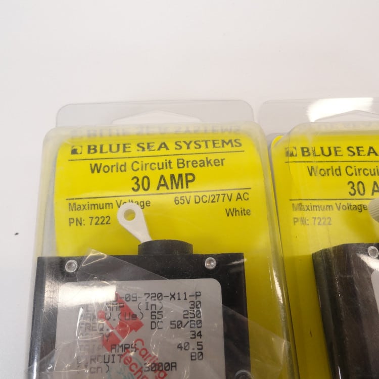 Blue Sea Systems 7222 - 30A World Circuit Breaker 65VDC 277VAC - LOT OF ...