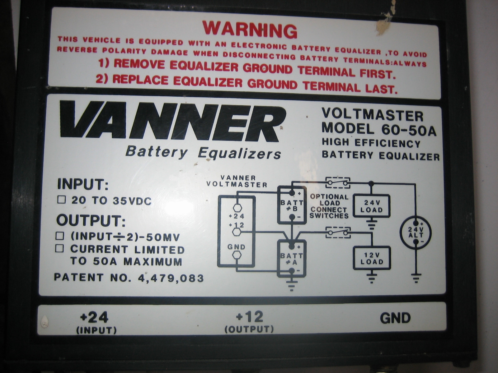 Vanner Voltmaster 60-50A Battery Equalizer - TESTED AND IN WORKING ...