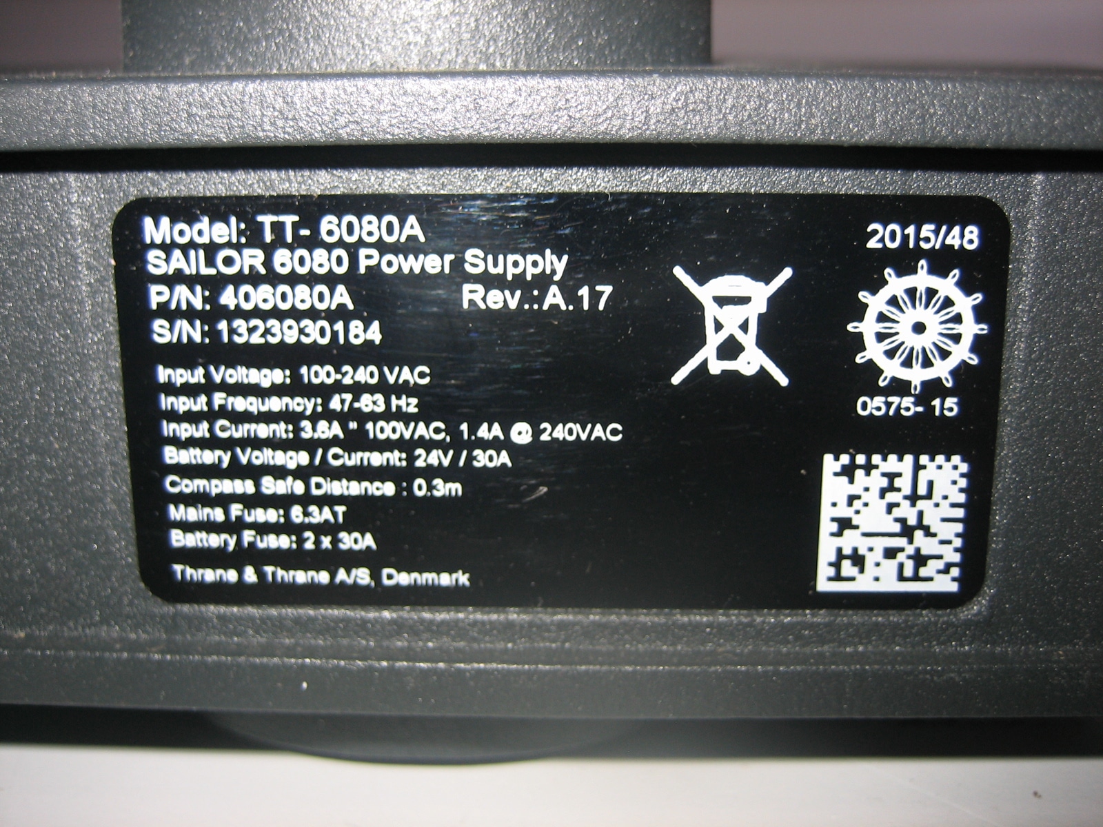 SAILOR TT-6080A AC-DC Power Supply Thrane & Thrane 406080A **TESTED ...