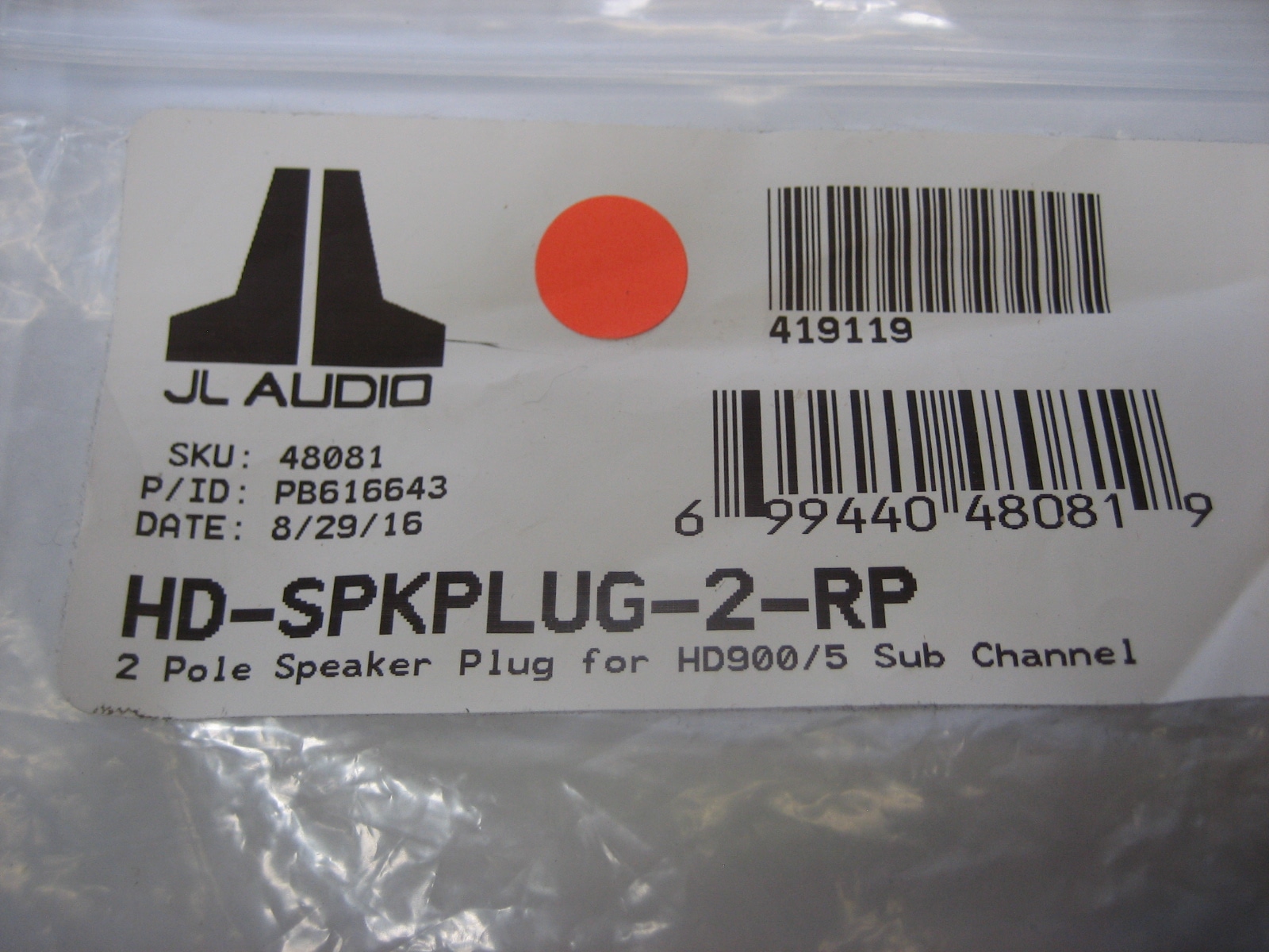 JL AUDIO *NEW* 419119 HD-SPKPLUG-2-RP 2 Pole Speaker Plug f/ HD900/5 ...