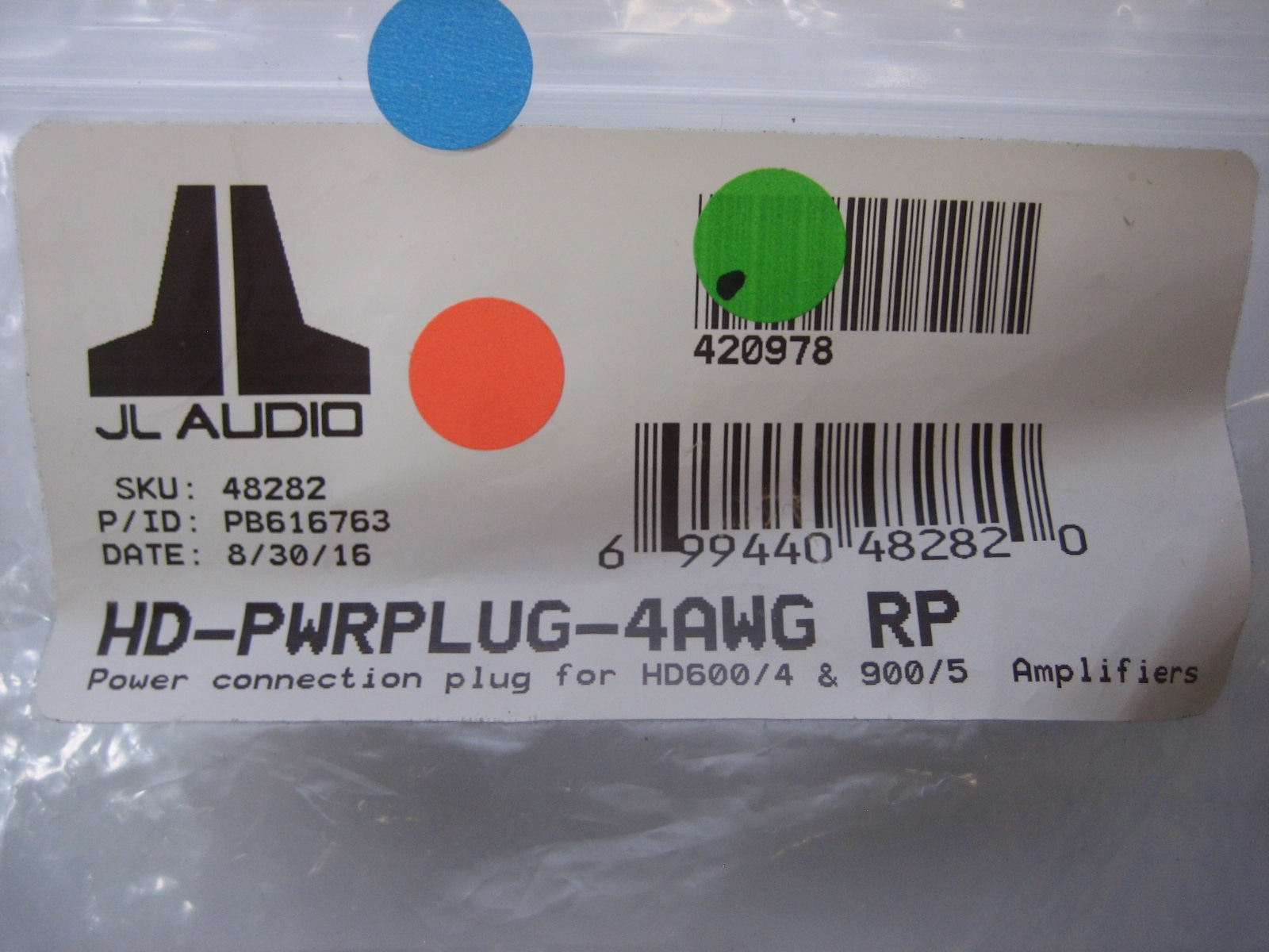 JL AUDIO *NEW* 420978 HD-PWRPLUG-4AWG RP Power Connection Plug for ...