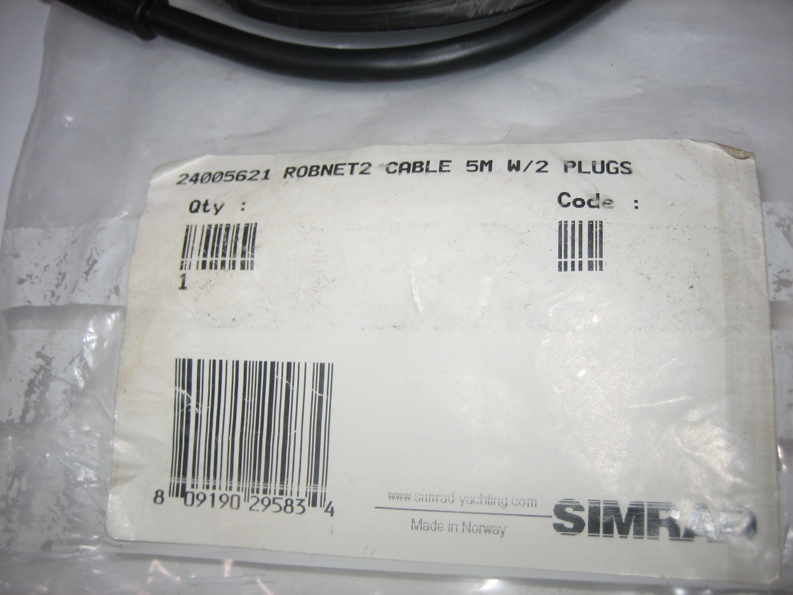 Simrad Robnet 2 Robnet2 5 meter Cable PLUG ON BOTH ENDS - NEW for AP25 ...