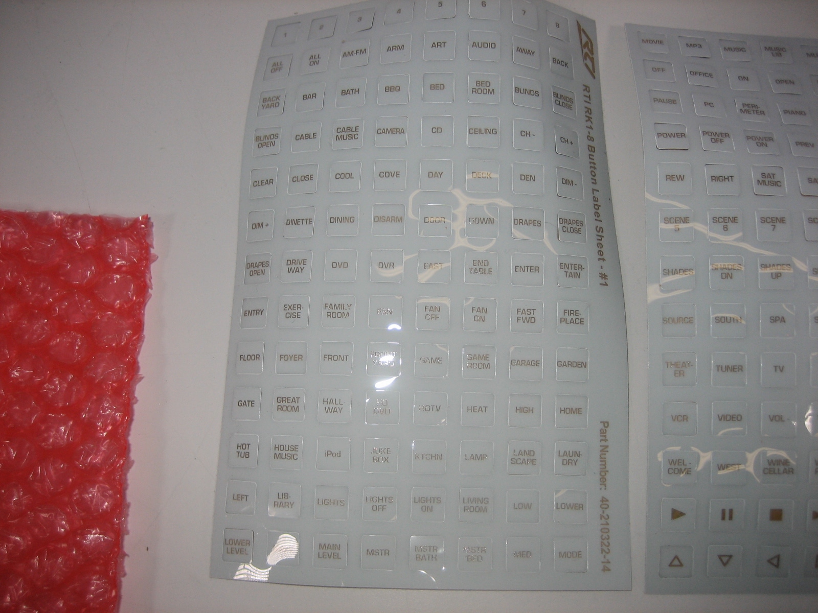RTI RK1 8 Button Parts - Clear Lenses, Stickers, Plates, Fascias Etc ...