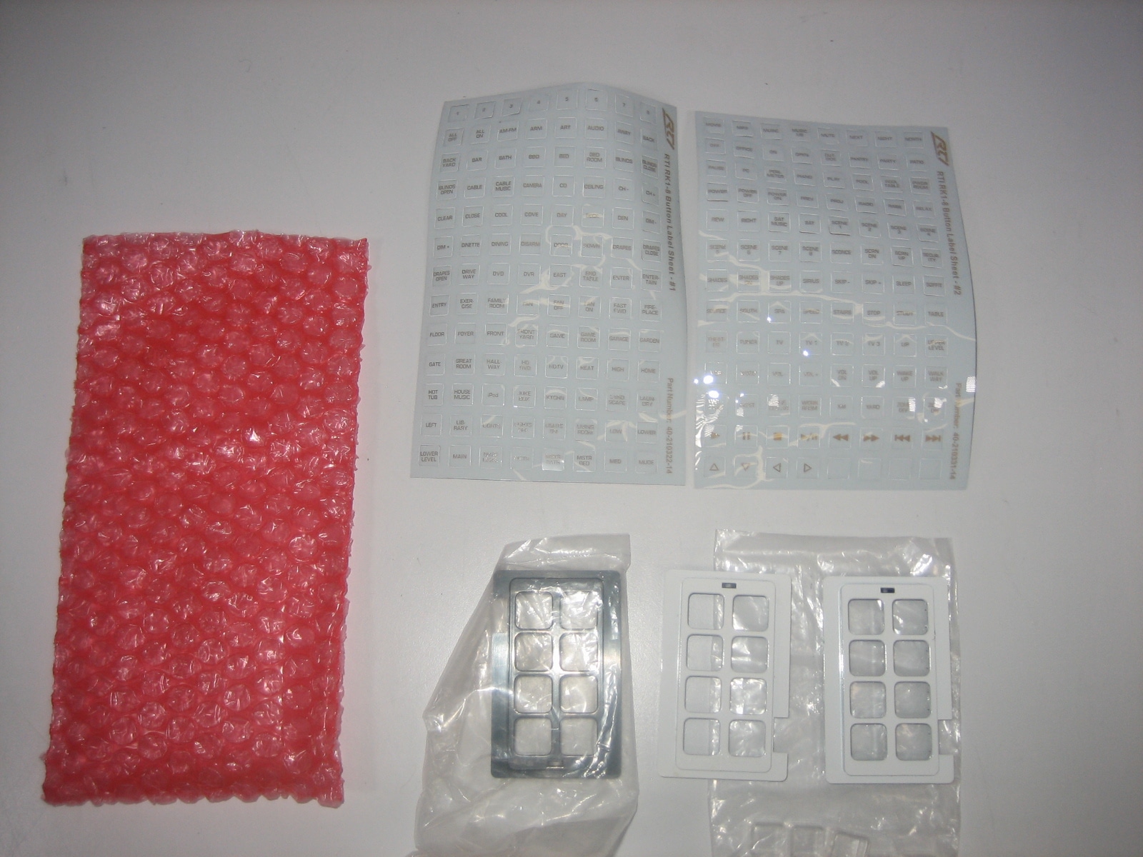 RTI RK1 8 Button Parts - Clear Lenses, Stickers, Plates, Fascias Etc ...