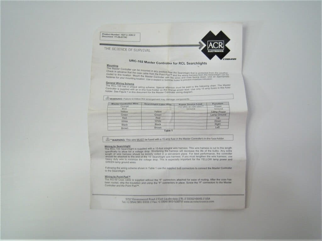 ACR Electronics URC-102 Master Control Unit RCL-50 RCL-100 Series ...