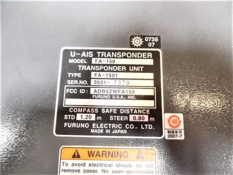 Furuno - FA-150 Class A AIS IMO Approved FA1501 FA1502 GPA-017 - Fully ...