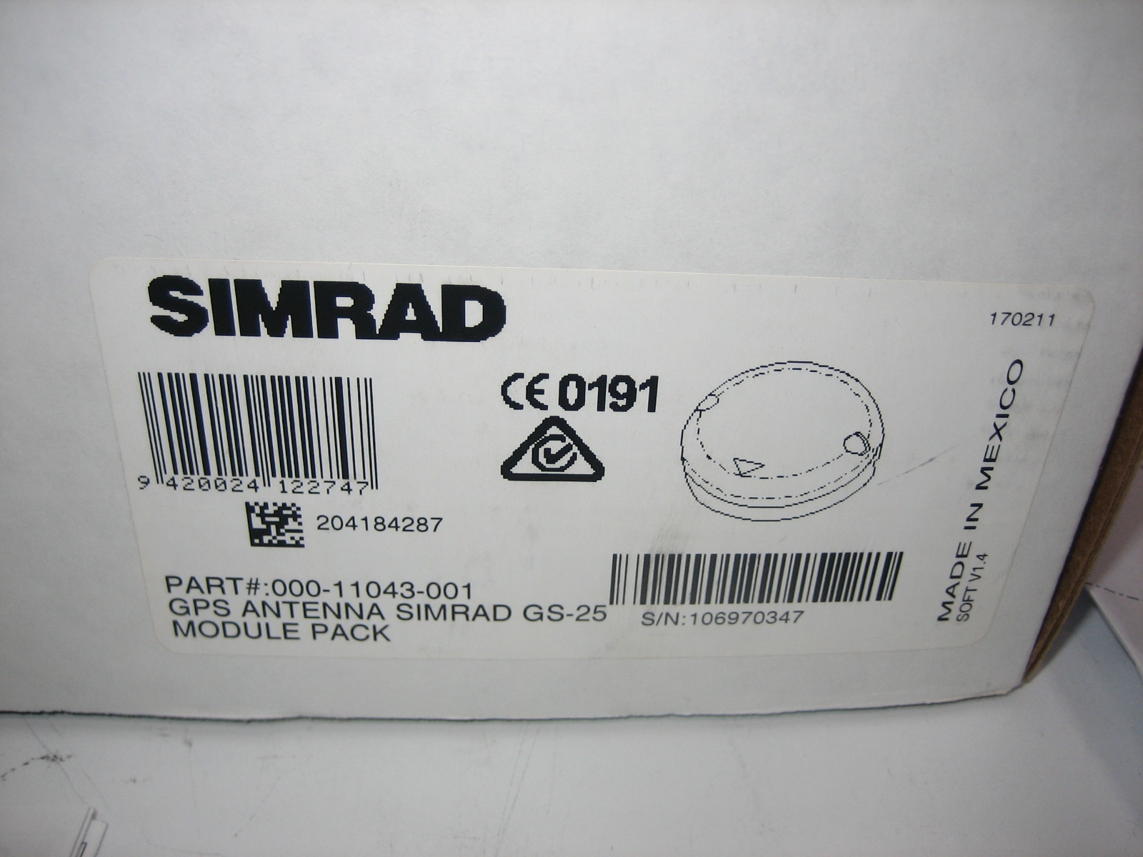 Simrad GS-25 GPS & Heading Sensor - 000-11043-001 - NEW OLD STOCK IN ...