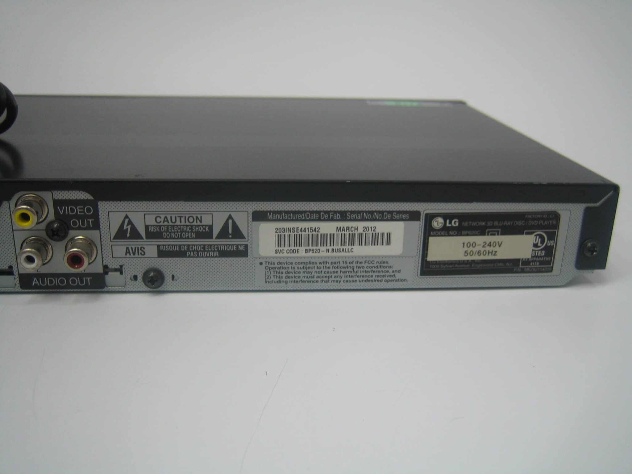 LG Network 3D Blu-Ray Disc DVD Player Model BP620C Media Streamer ...