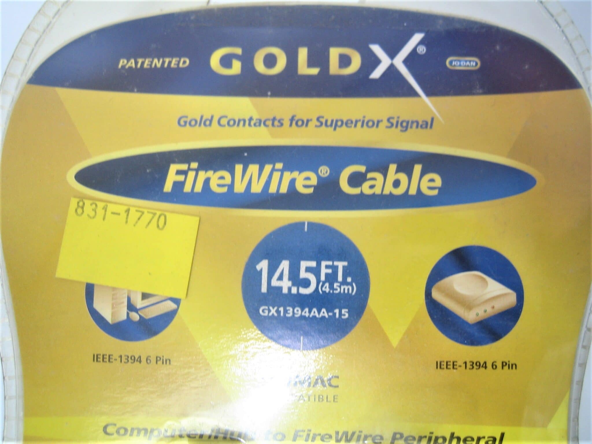 GoldX FireWire Cable IEEE 1394 6 Pin To 6 Pin - (831-1770) - (NEW ...