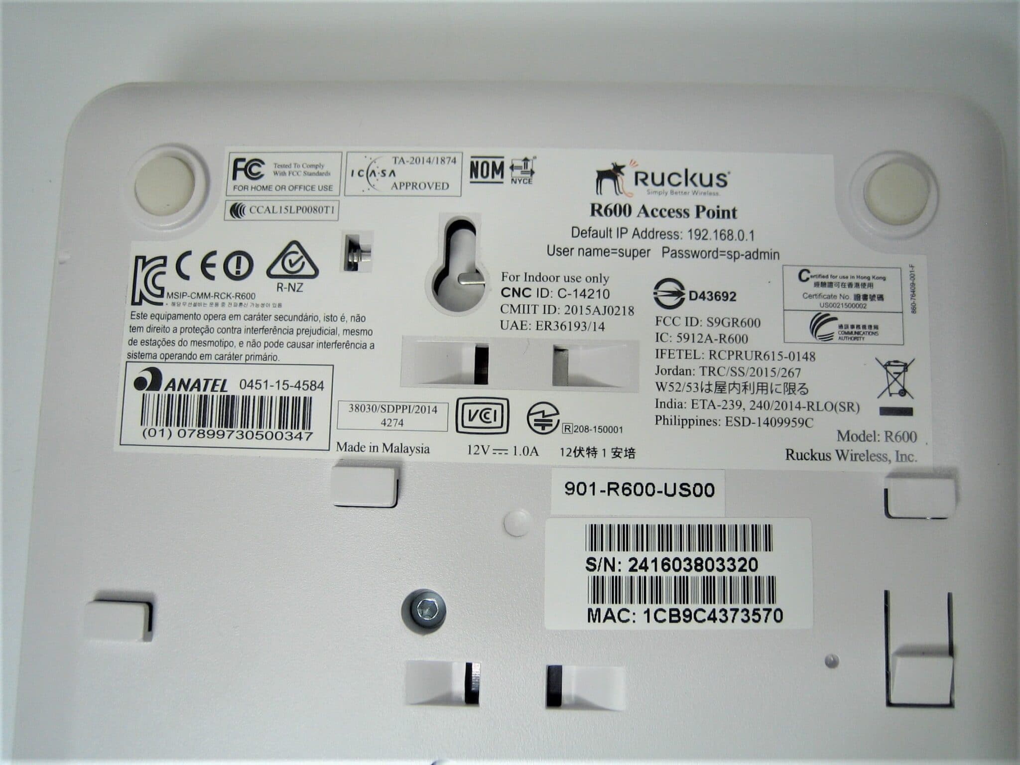 Ruckus Wireless ZoneFlex R600 Dual Band Access Point 901-R600-US00 Free ...