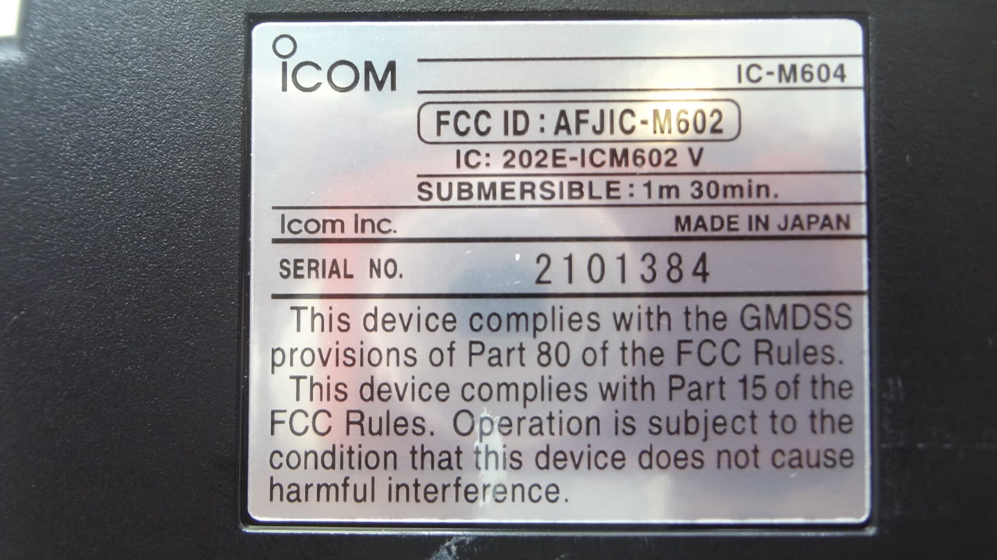 Icom IC-M604 VHF Submersible Fixed Mount Marine Radio Transceiver ...