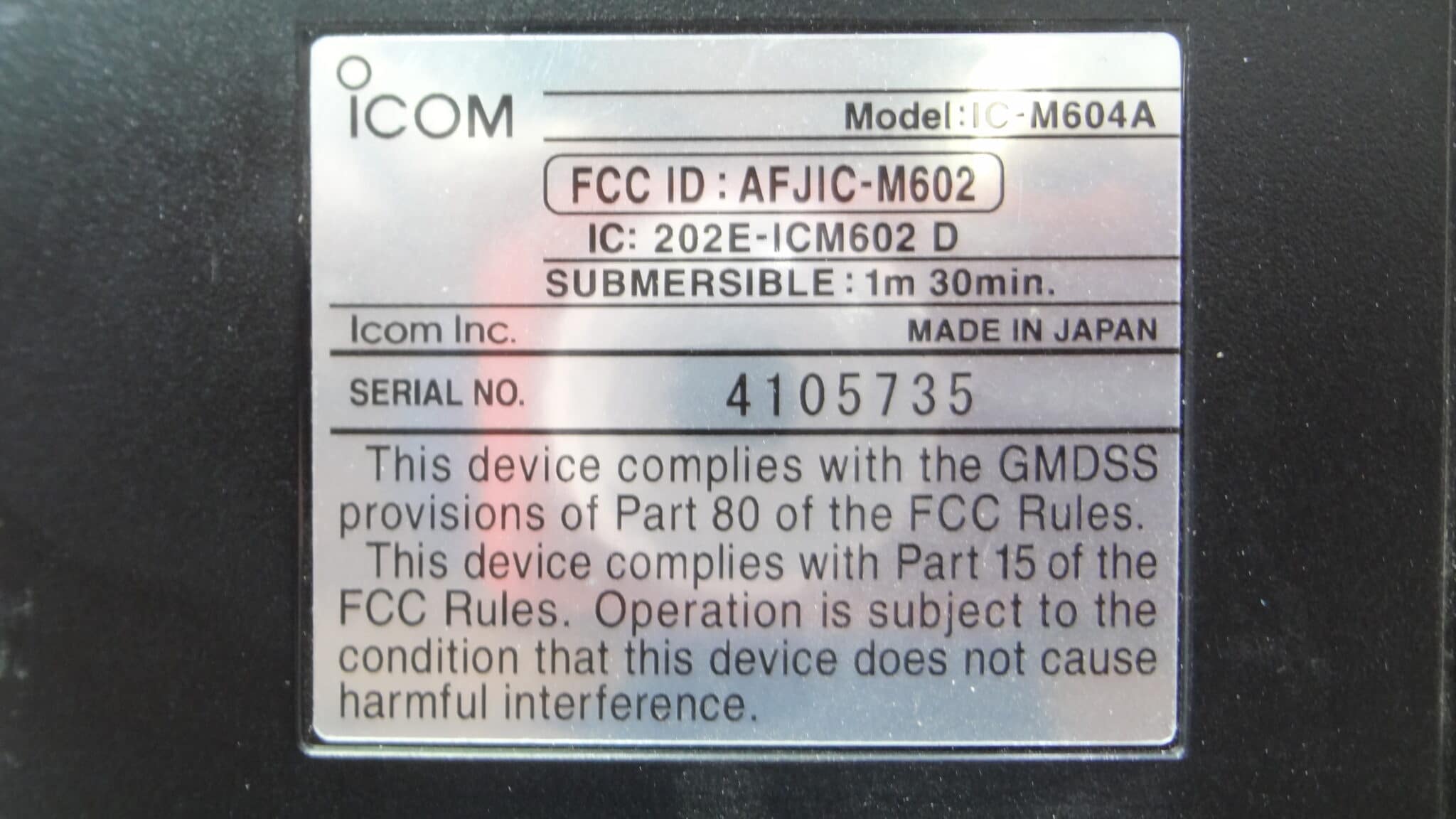 Icom IC-M604A VHF Submersible Fixed Mount Marine Radio Transceiver ...