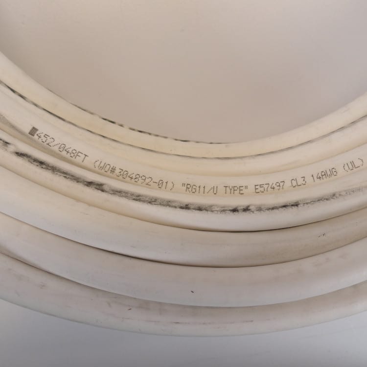 50 Feet White RG11/U Coax Cable 14AWG Solid Copper Core w/ F-Type ...