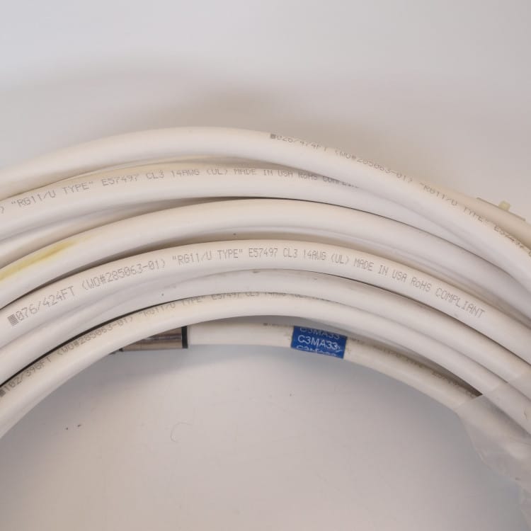 100 Feet White RG11/U Coax Cable 14AWG Solid Copper Core w/ F-Type ...