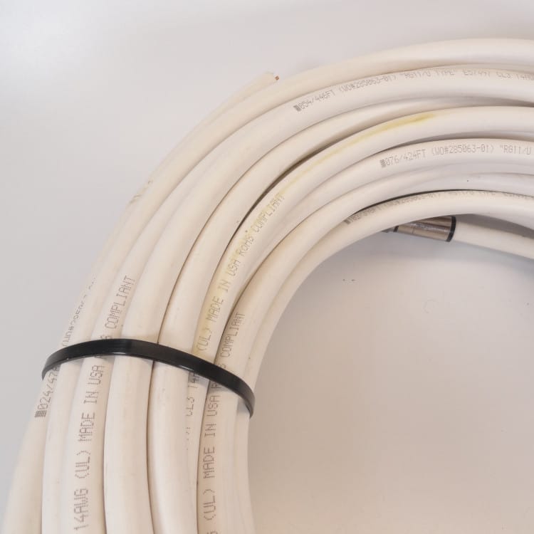 100 Feet White RG11/U Coax Cable 14AWG Solid Copper Core w/ F-Type ...