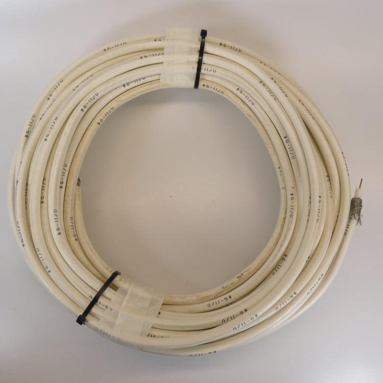 100 Feet White RG11/U Coax Cable 14AWG Solid Copper Core - Free US ...