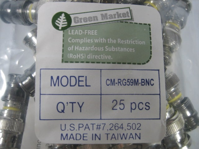 CONNECTEC CM-RG59M-BNC RoHS RG59 BNC Male Compression Fittings - Pack ...