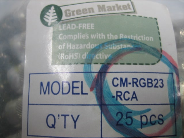 CONNECTEC CM-RGB23-RCA RoHS Male Compression Fittings - Pack of 25 ...