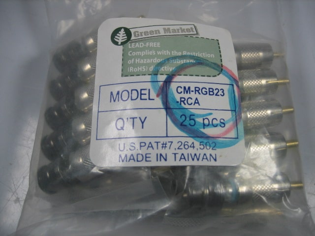 CONNECTEC CM-RGB23-RCA RoHS Male Compression Fittings - Pack of 25 ...