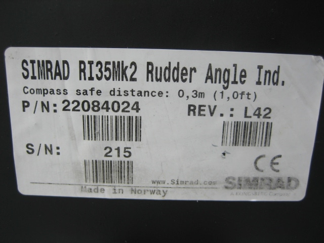 Simrad Robertson - Rudder Indicator RI35 MK2 - 22084024 - Tested/90 Day ...