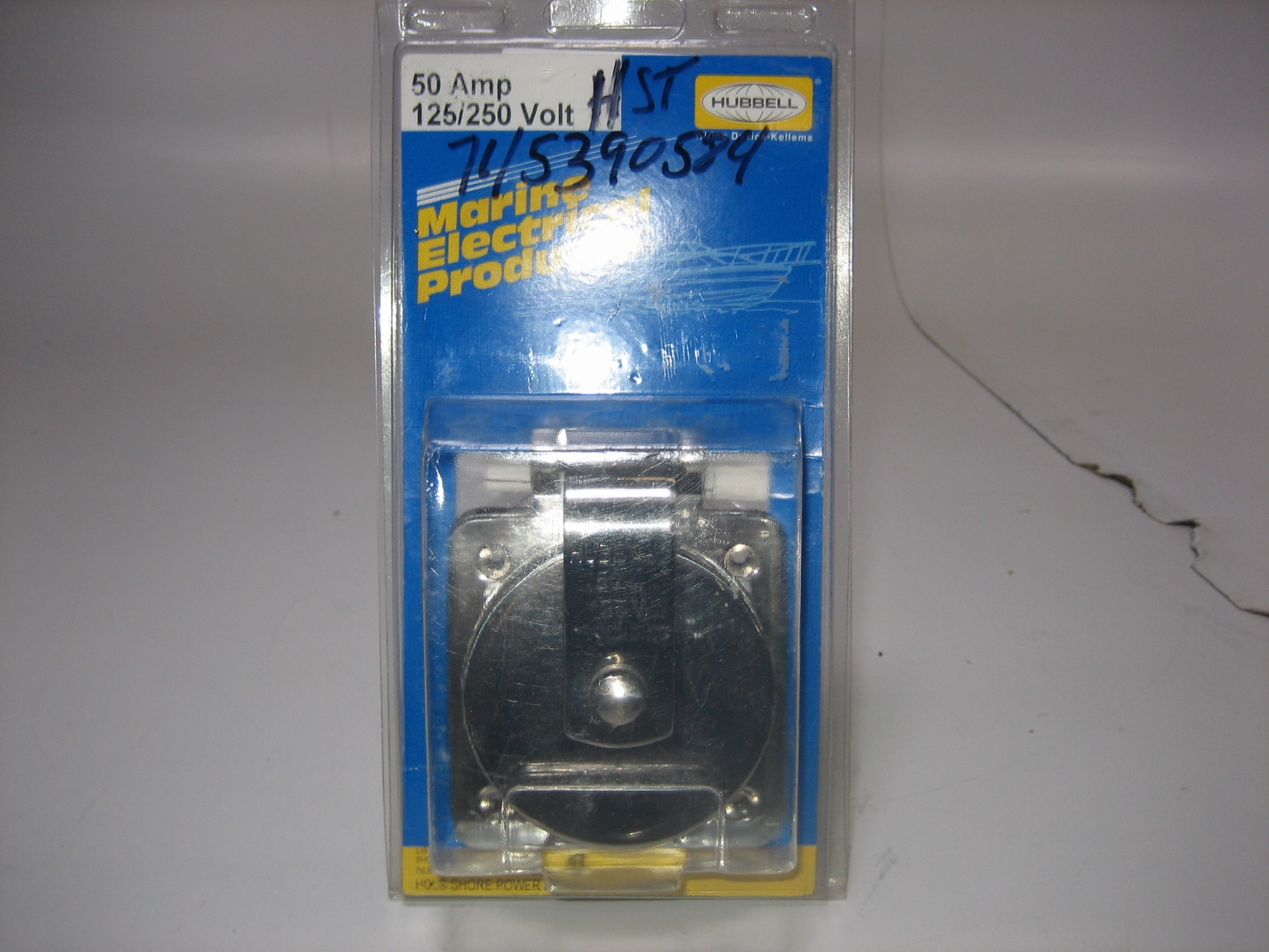 Hubbell HBL504SS 50A 125/ 250 Volt Stainless Steel Shore Power Inlet ...